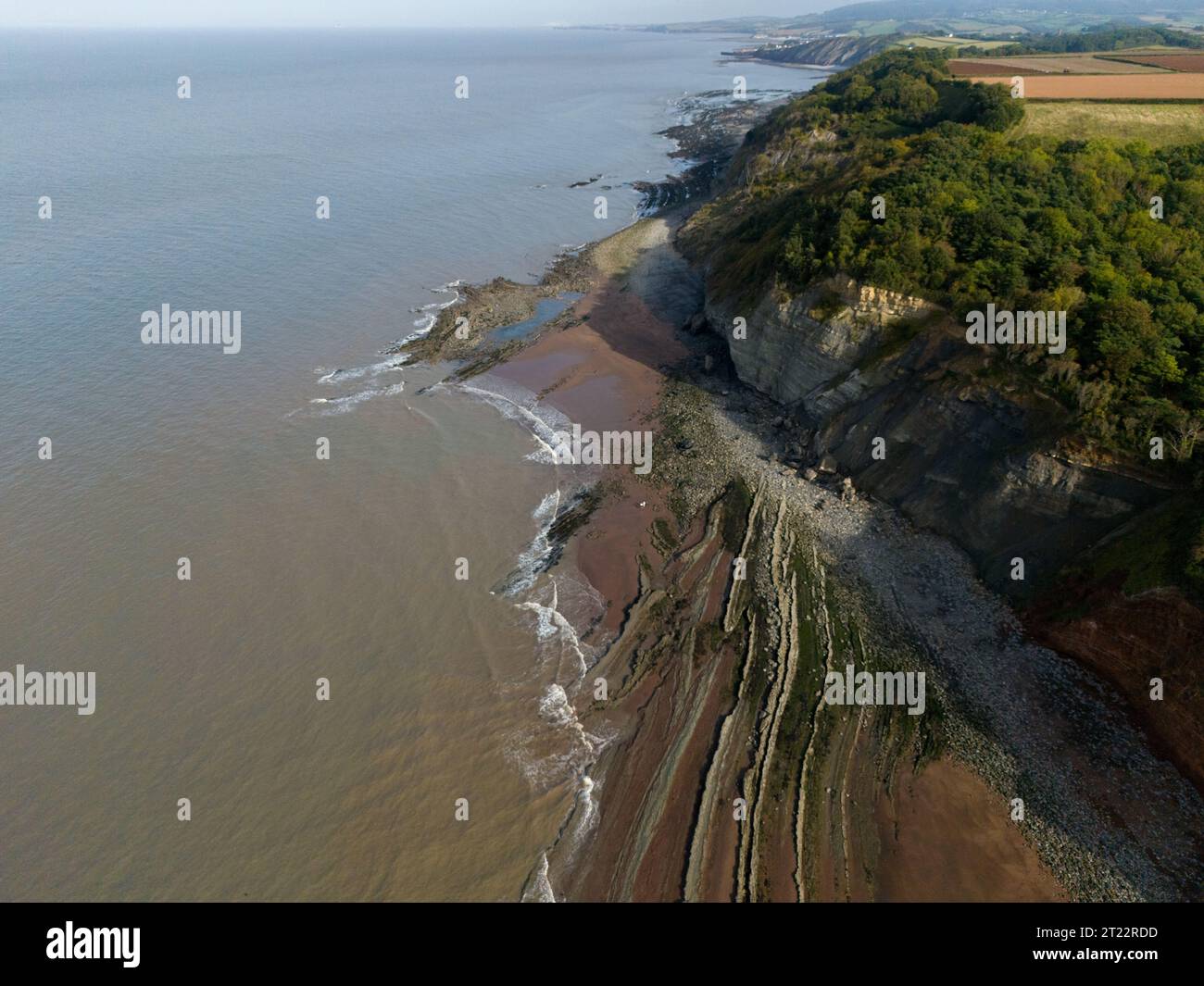 An Aerial view of a Blue Anchor Beach in Somerset UK Stock Photo - Alamy