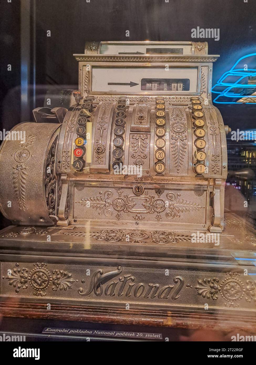 Antique metal cash register. Antique calculator machine Stock Photo - Alamy