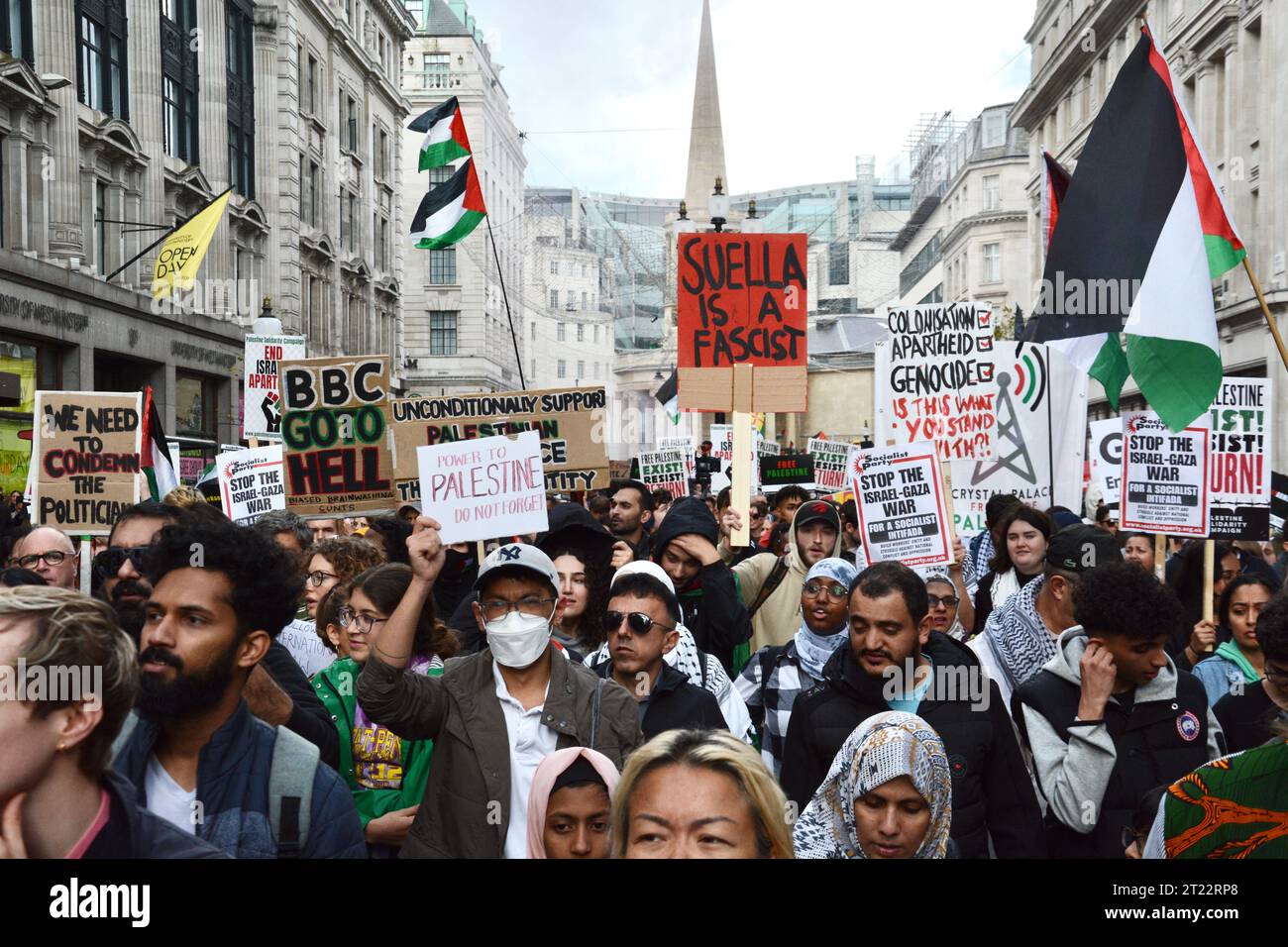 Thousands of pro-Palestinian protesters march through the streets of ...