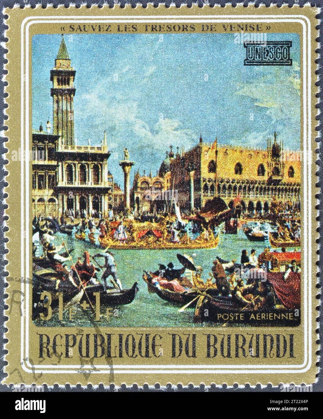 Cancelled postage stamp printed by Burundi, that shows Doge's Palace ...