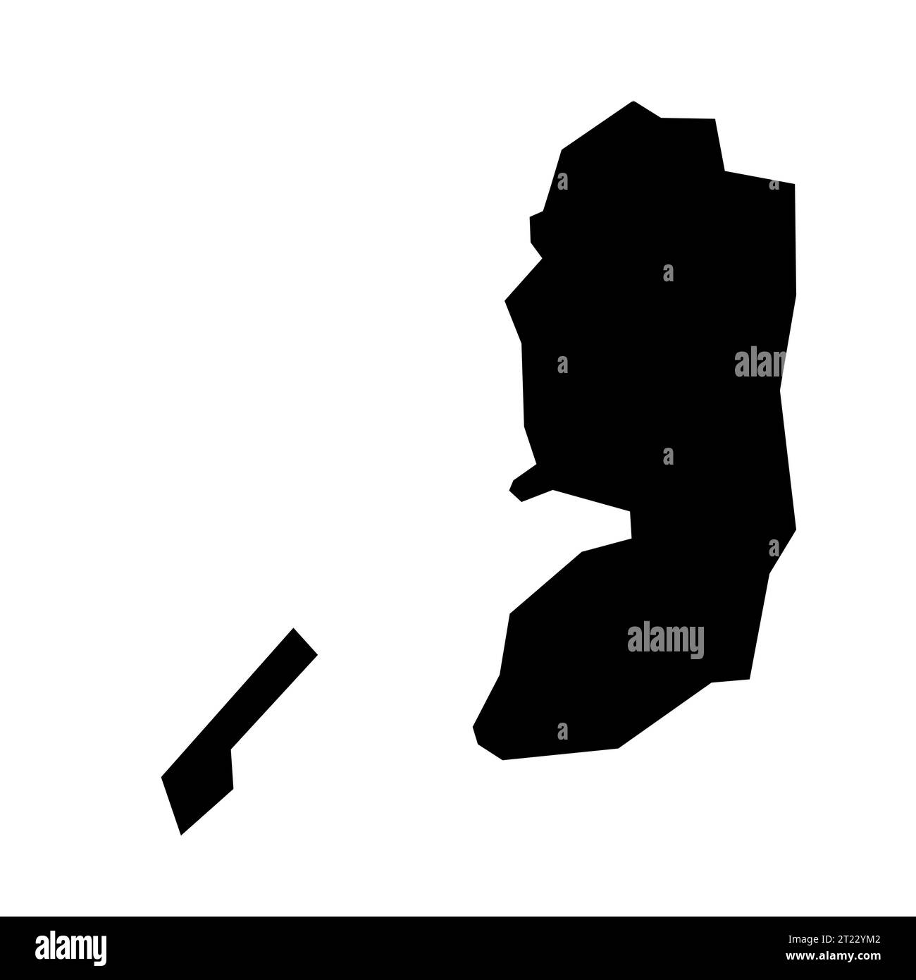Silhouette map of Palestine. Black contour of Gaza Strip and Judea and ...