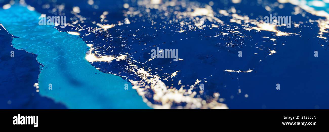 Red Sea tilt shift panorama. Elements of this image furnished by NASA ...