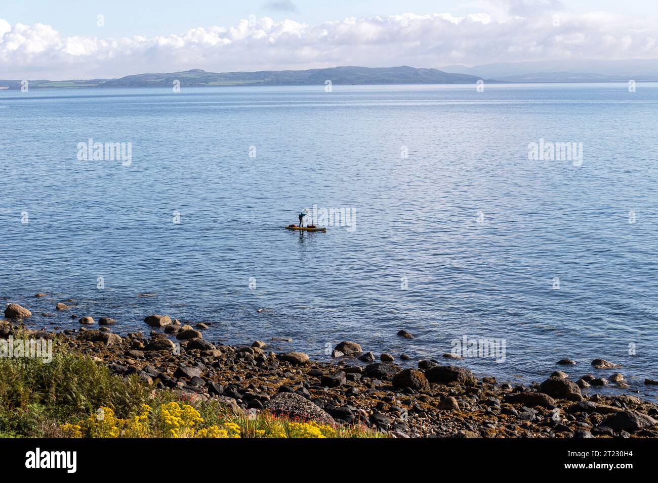 Woman water paddling Isle Of Arran, Firth of Clyde, Scotland, UK Stock ...