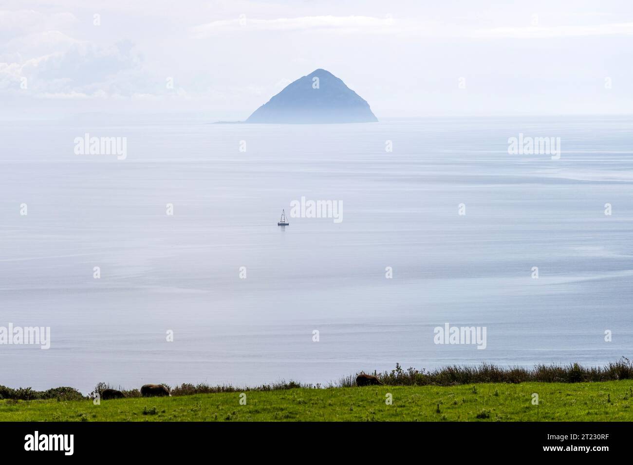 Ailsa Craig isle from Isle Of Arran, Firth of Clyde, Scotland, UK Stock ...