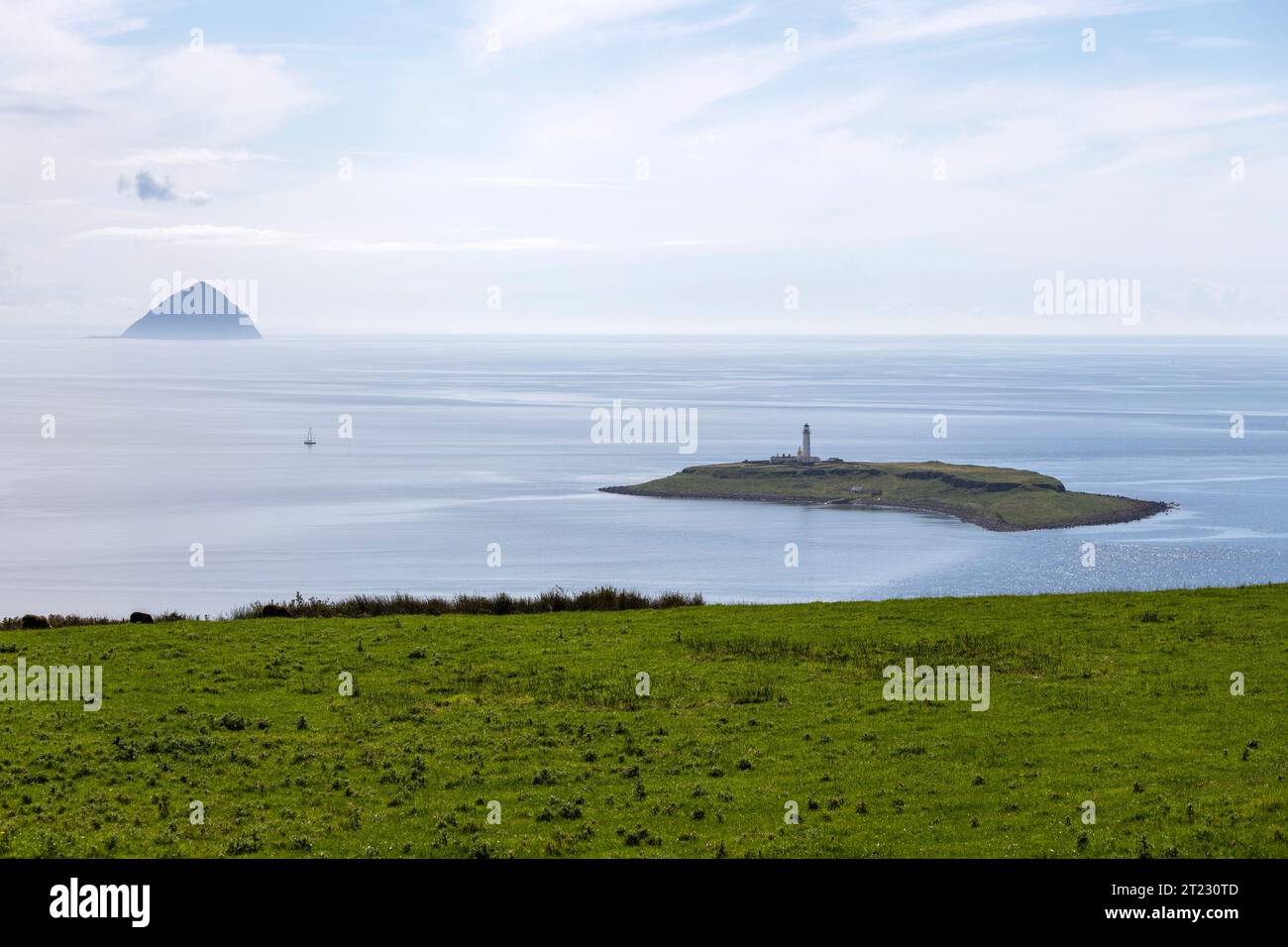 Pladda Lighthouse from Isle Of Arran, Firth of Clyde, Scotland, UK ...