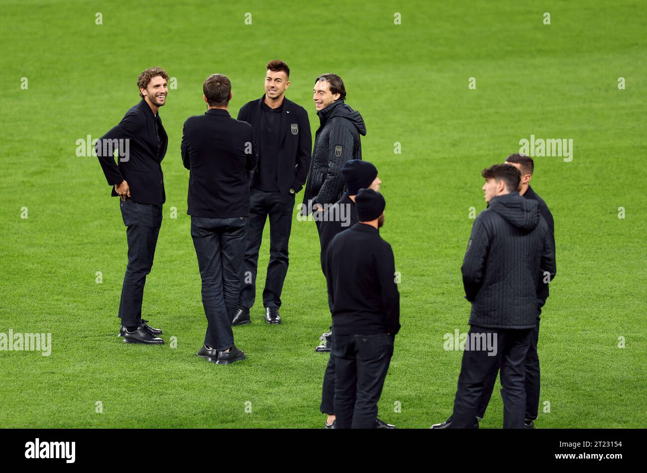 Italy players during a pitch walk at Wembley Stadium, London. Picture ...