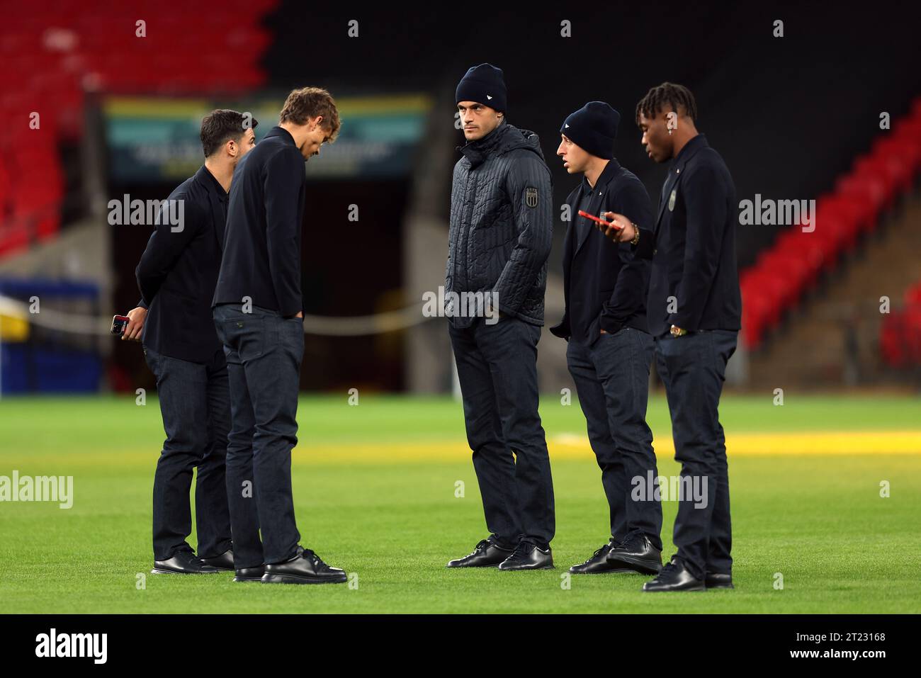 Italy players during a pitch walk at Wembley Stadium, London. Picture ...