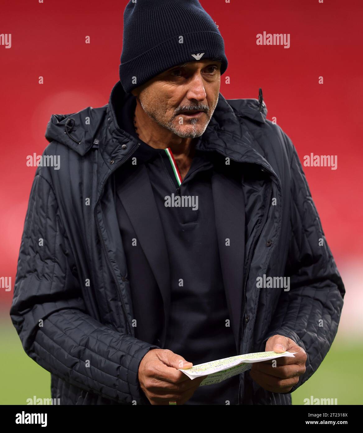 Italy manager Luciano Spalletti during a pitch walk at Wembley Stadium ...