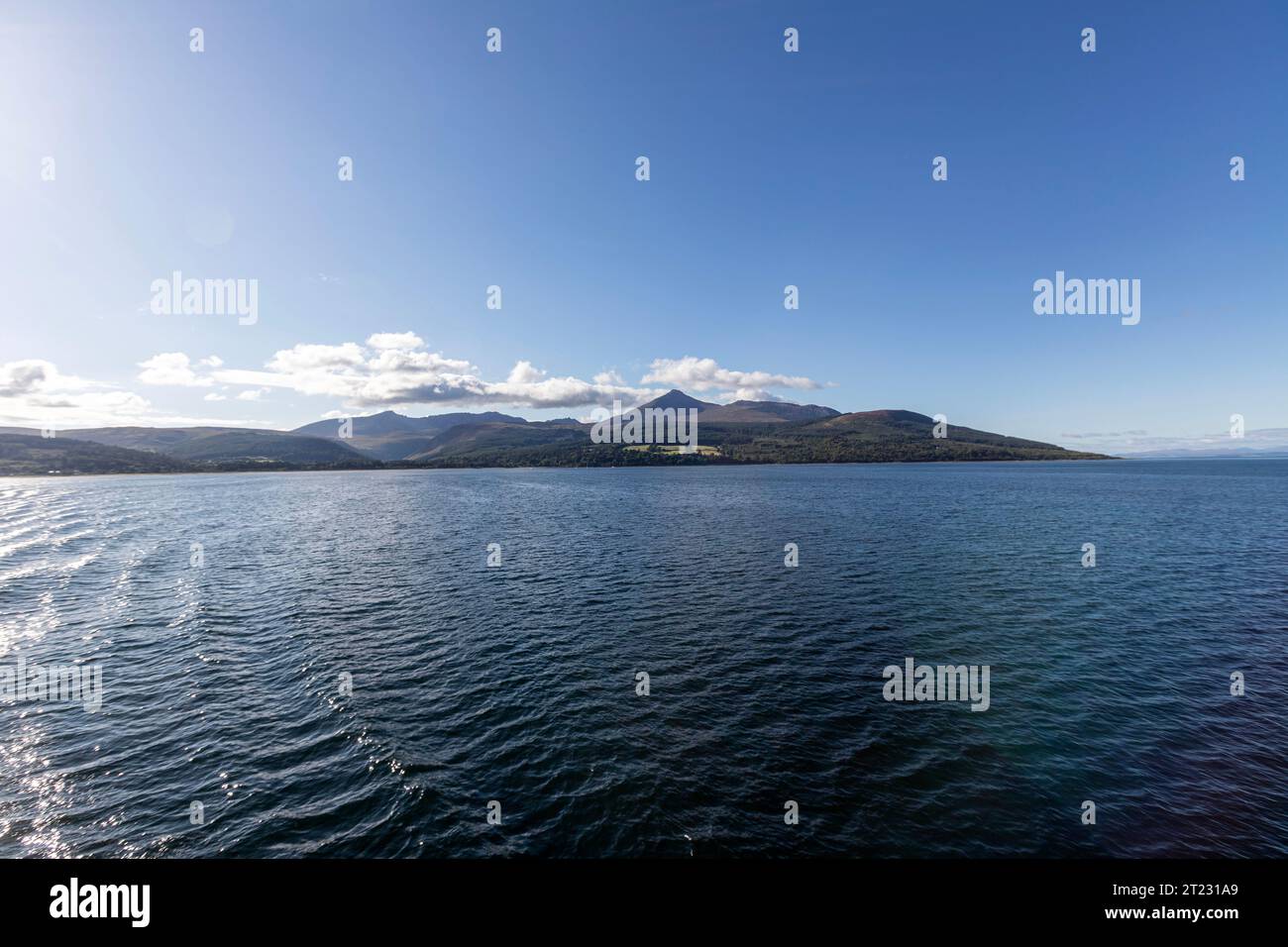 Brodick view from ferry to Ardrossan, Isle Of Arran, Firth of Clyde ...