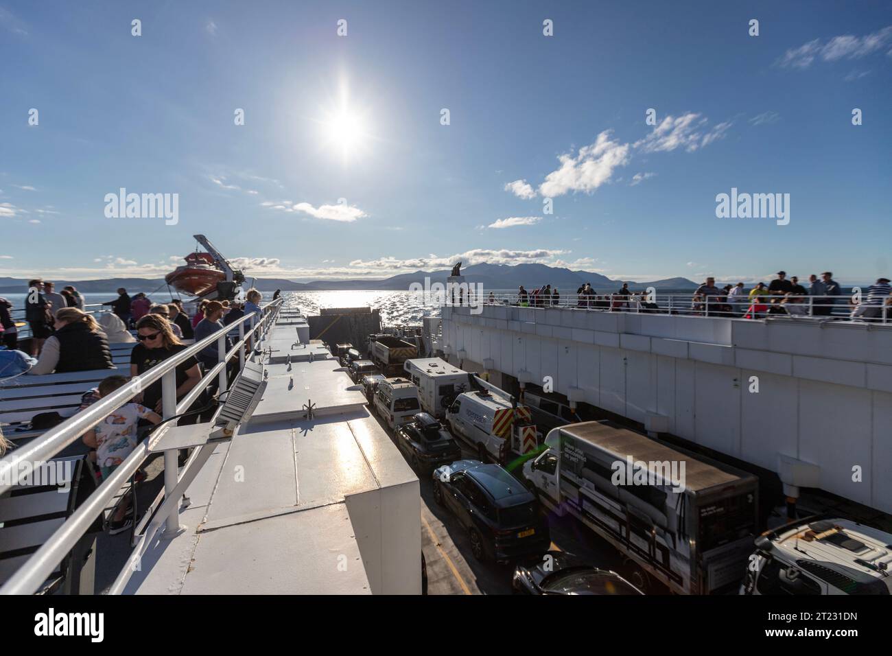 Cars in MV Alfred, Pentland Ferries, from Brodick to Ardrossan, Isle Of ...