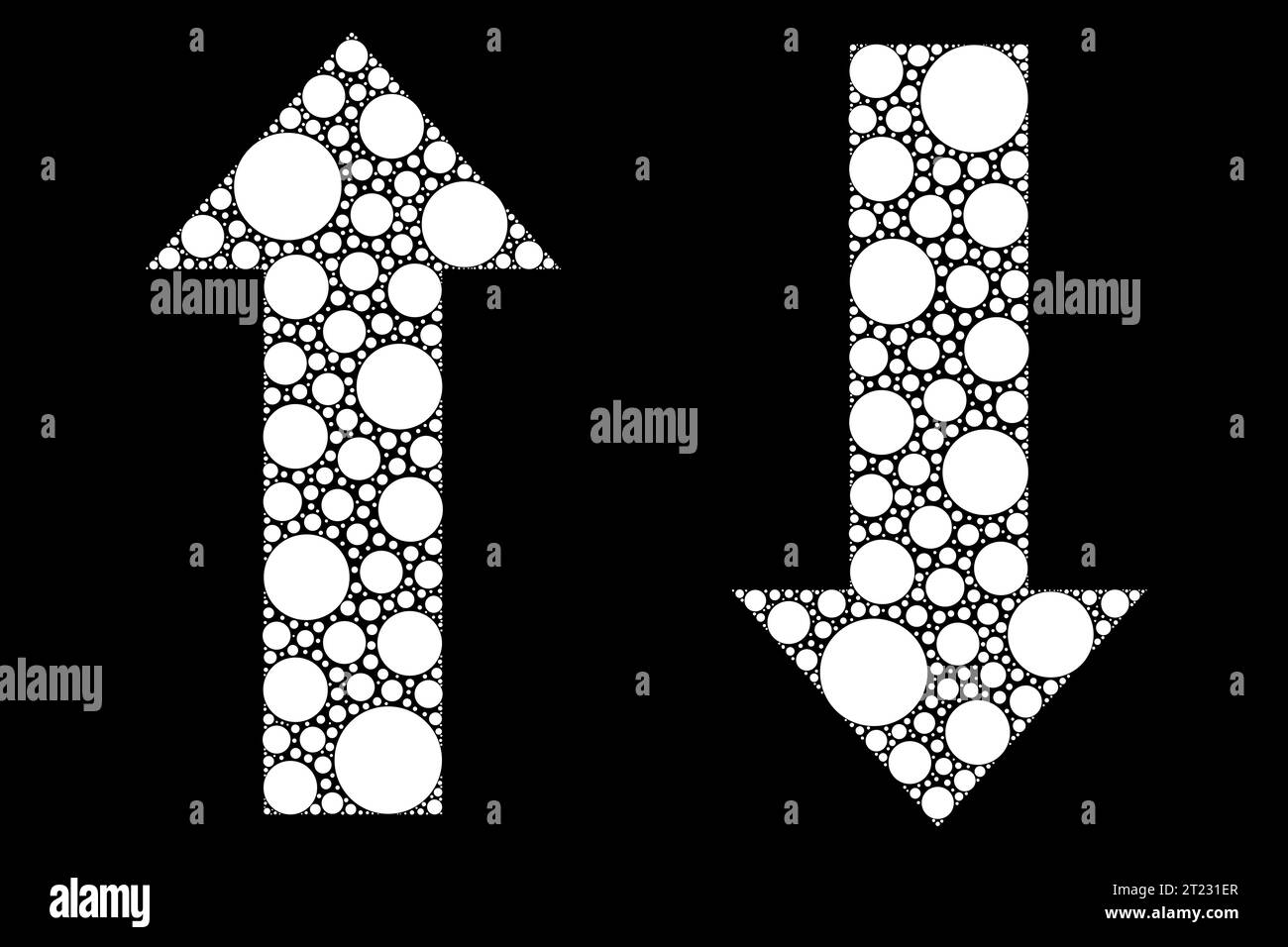 Illustration of arrows made from dots on black background Stock Photo ...