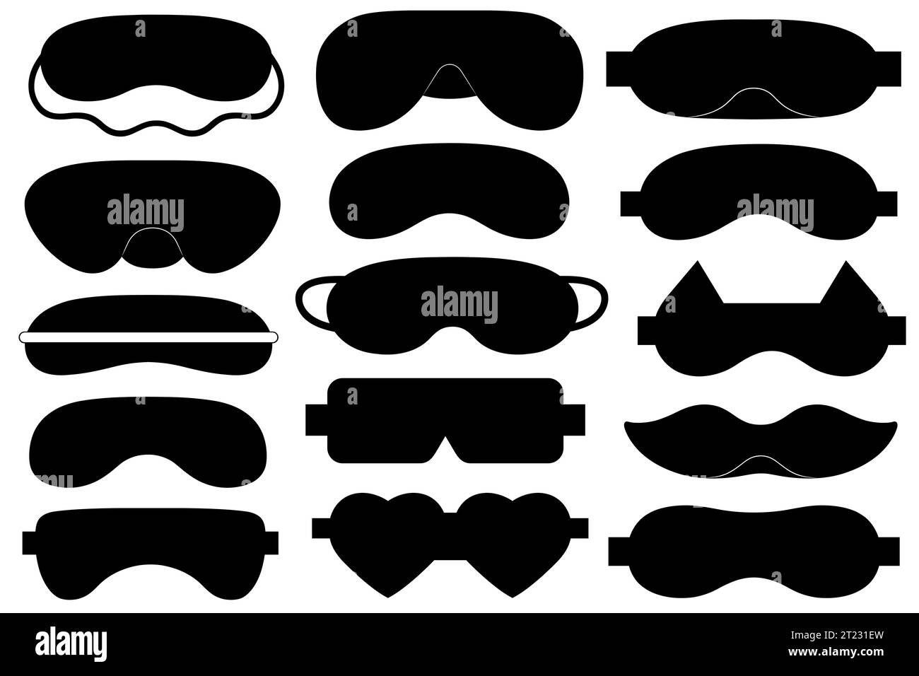 Collection of different eye sleeping masks isolated on white Stock ...