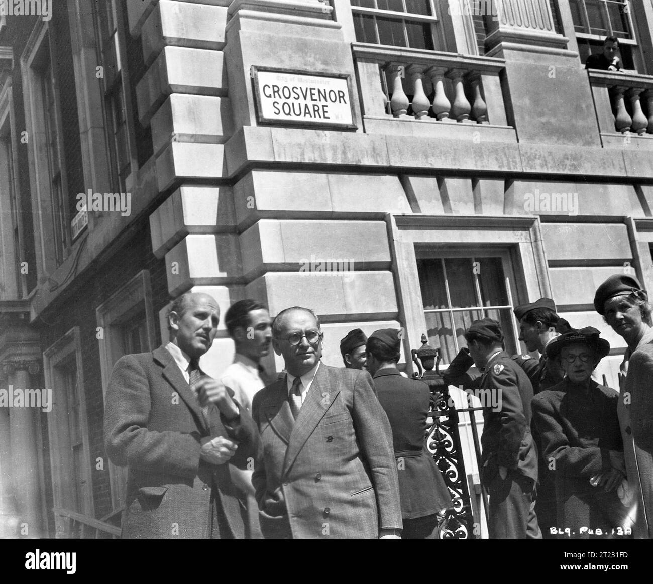 MICHAEL POWELL and EMERIC PRESSBURGER on location in Grosvenor Square ...