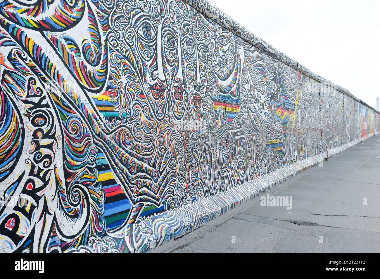 East Side Gallery in Berlin contains artwork and graffiti and is an ...