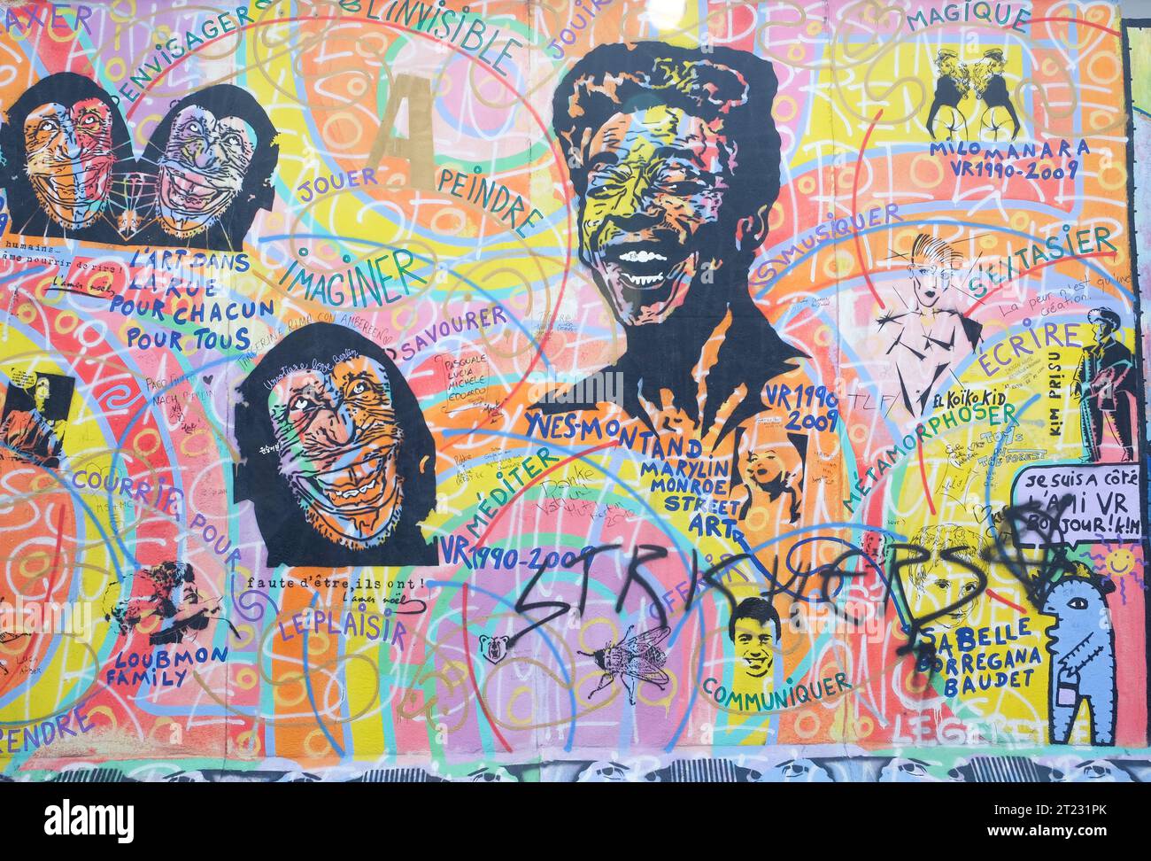 East Side Gallery in Berlin contains artwork and graffiti and is an ...