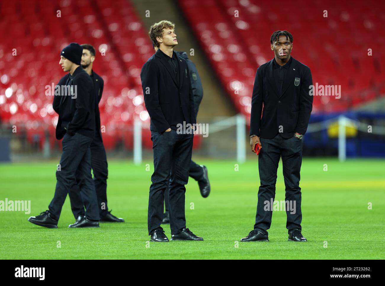 Italy players during a pitch walk at Wembley Stadium, London. Picture ...