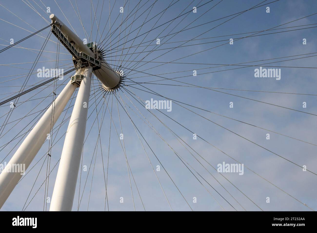 Centre hub and section of spokes, London Eye, or the Millennium Wheel ...