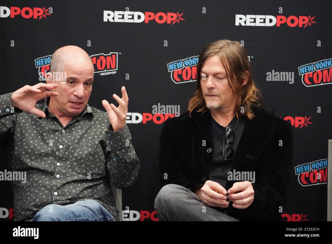 New York, New York, USA. 12th Oct, 2023. DAVID ZABEL and NORMAN REEDUS ...