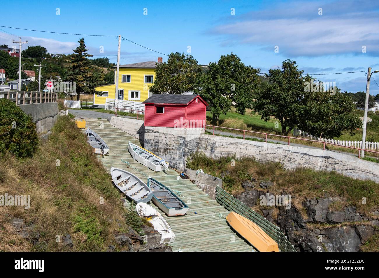 Boat storage on ramp in Pouch Cove, Newfoundland & Labrador, Canada ...