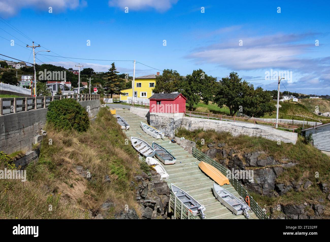 Boat storage on ramp in Pouch Cove, Newfoundland & Labrador, Canada ...