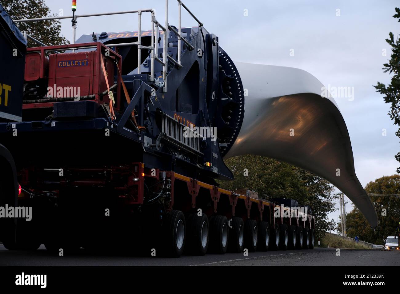 Selkirk, UK. 16th Oct, 2023. A wind turbine blade on route to a new ...