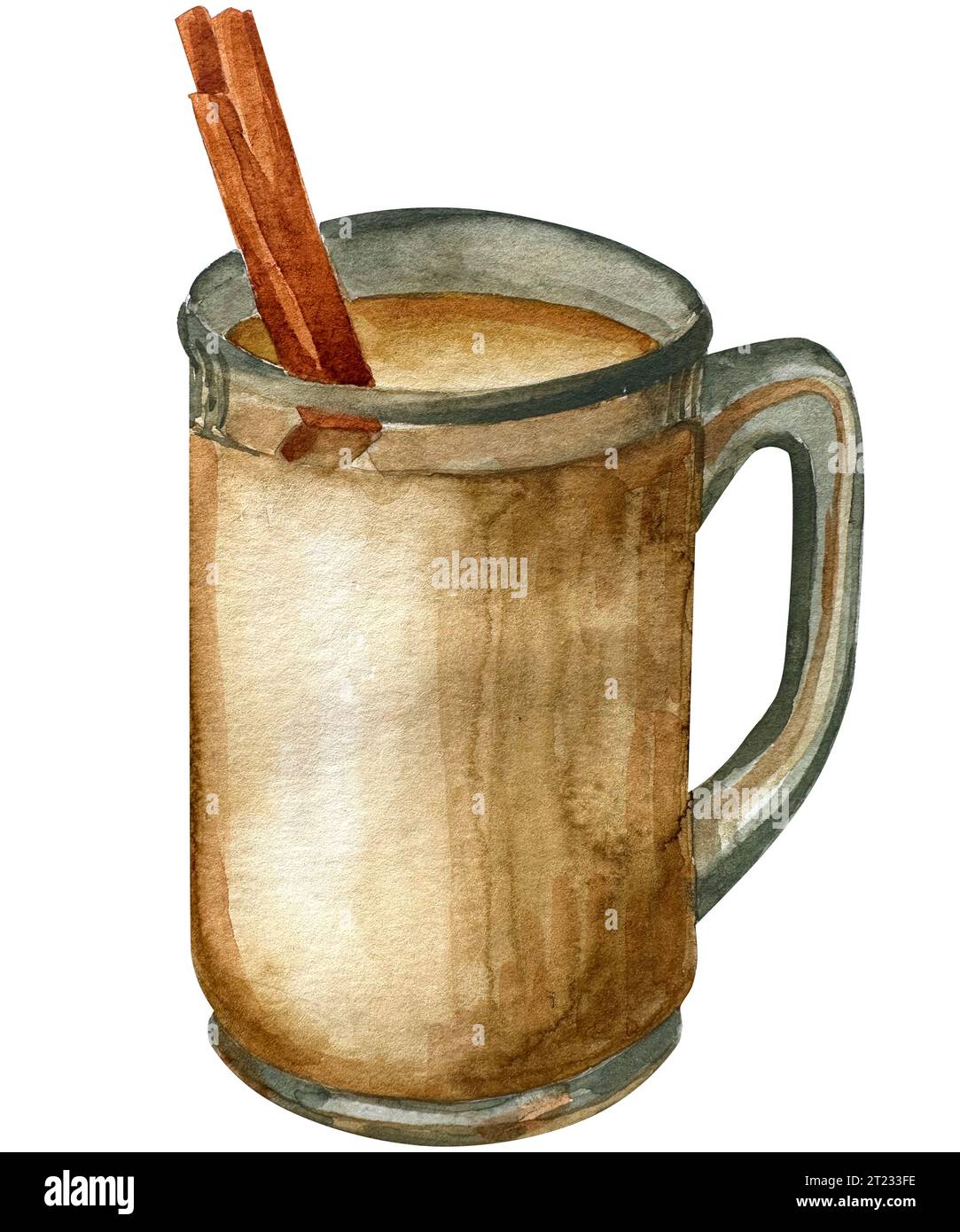 Watercolor hand and drawn drink illustration. Watercolor coconut chai ...