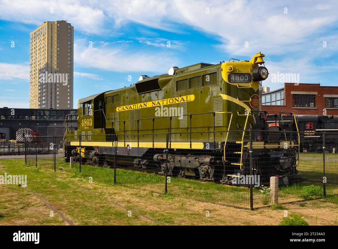Ancient train engine or locomotive in the open-air railroad museum ...