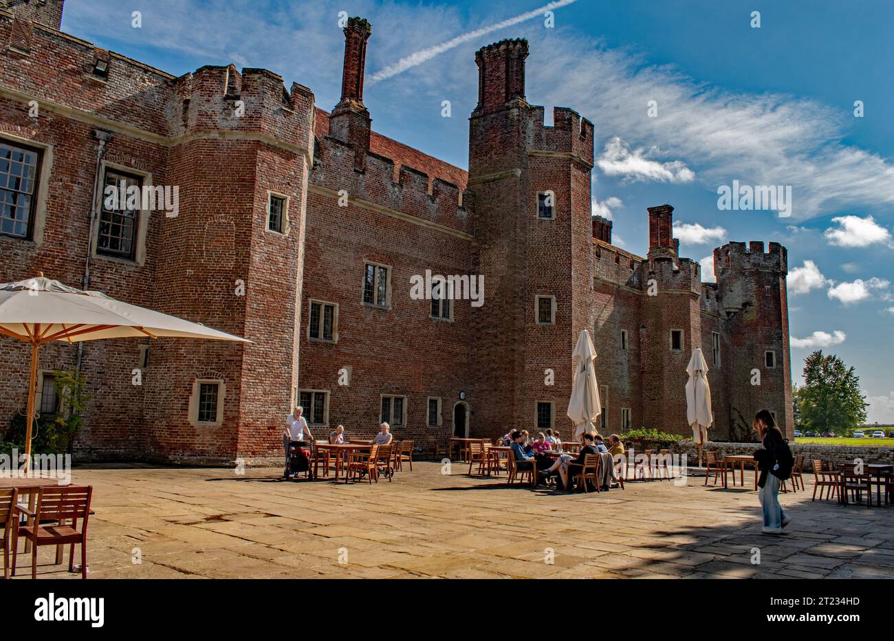 Outdoor Refreshment Area, Herstmonceux Castle, East Sussex Stock Photo ...