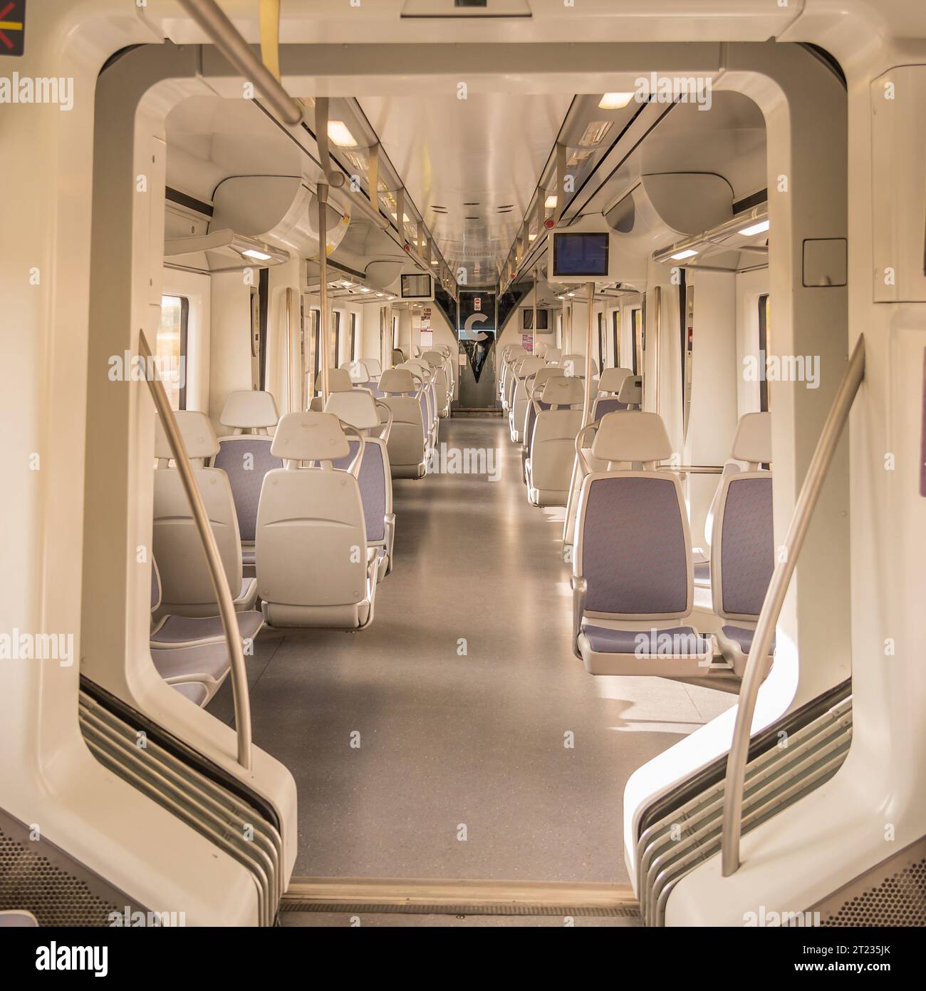 Interior of an empty train Stock Photo - Alamy