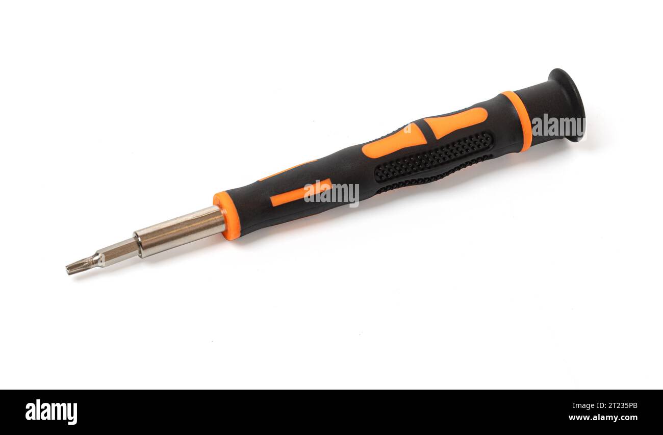 a small screwdriver isolated on white background Stock Photo - Alamy