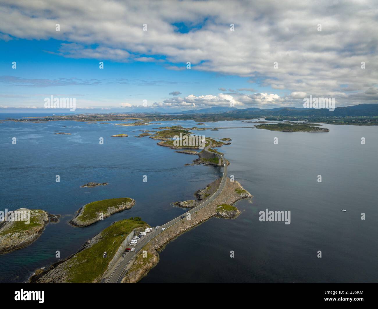 aerial view of the famous atlantic road (atlanterhavsveien) in norway ...