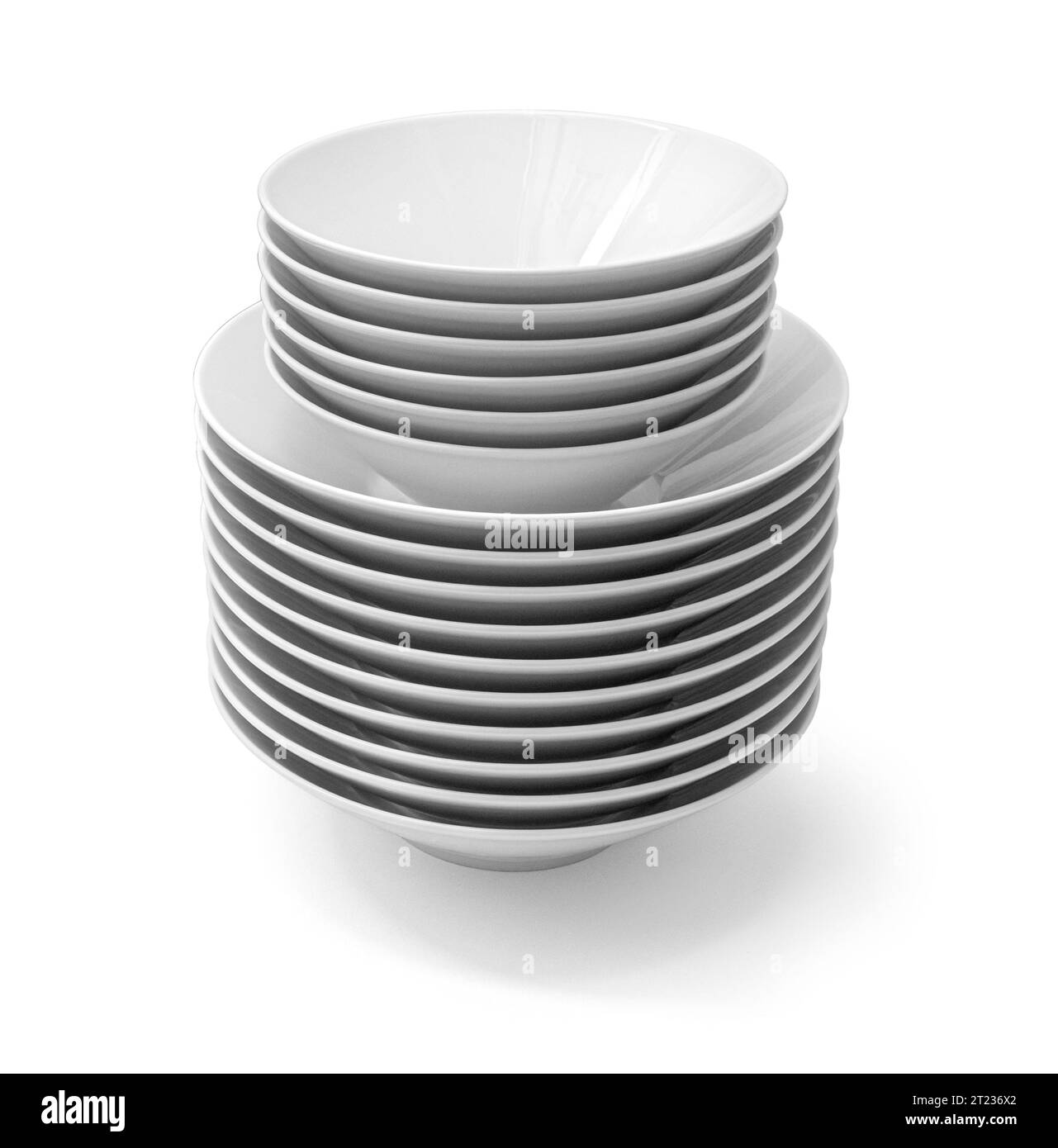 a stack of white plates isolated on white background with clipping path ...