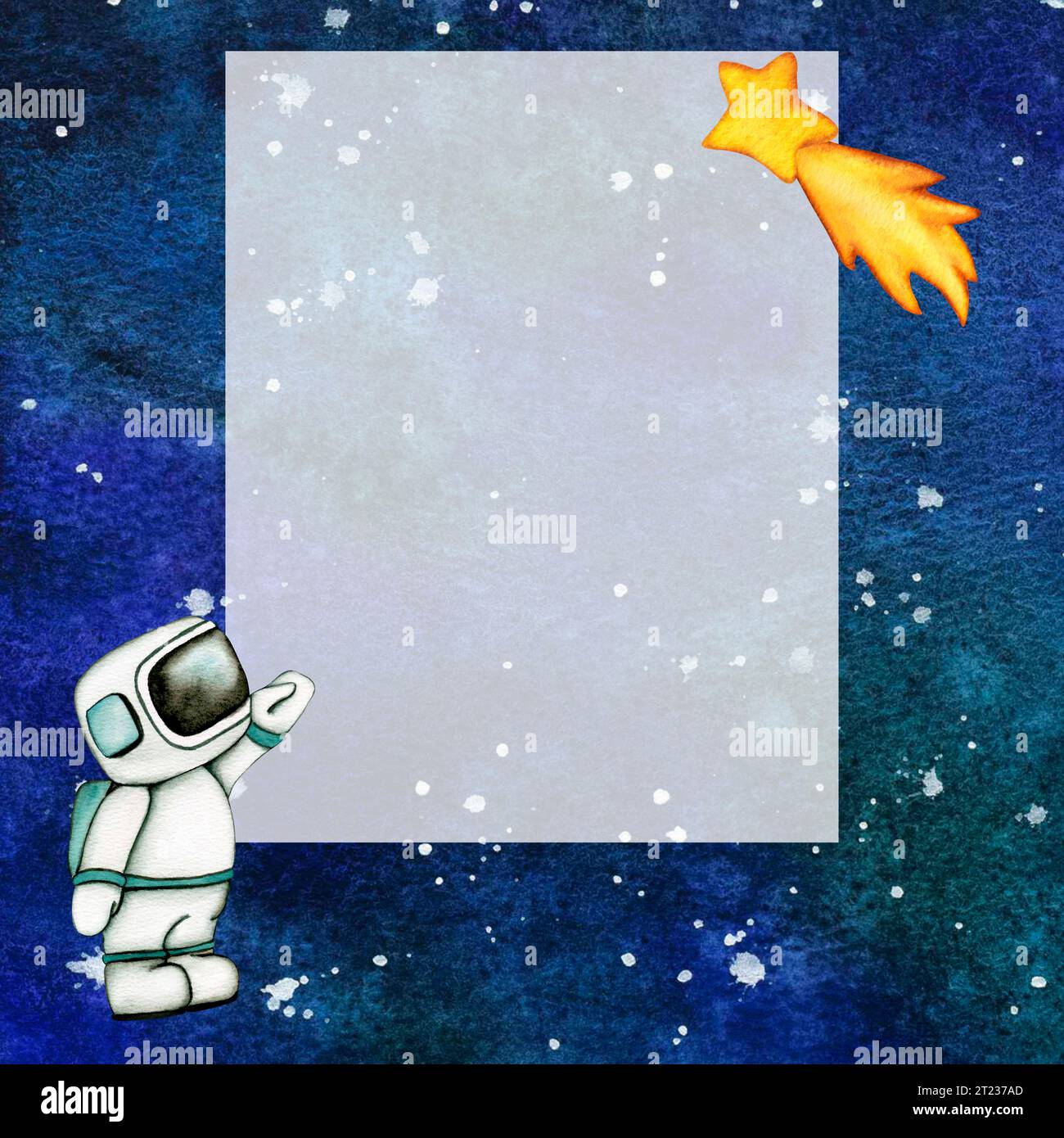 Galaxy frame. Cute Astronaut and flag in space isolated on transparent ...