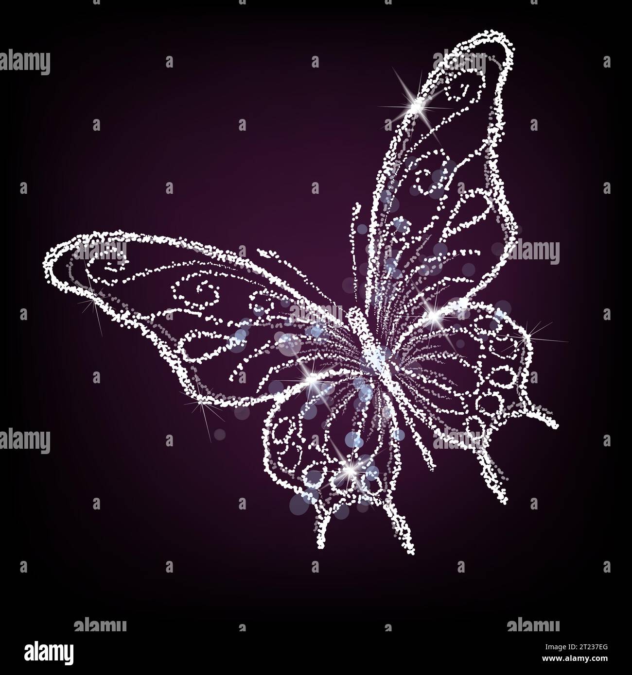 Sparkling butterflies on a purple background. Vector illustration Stock ...