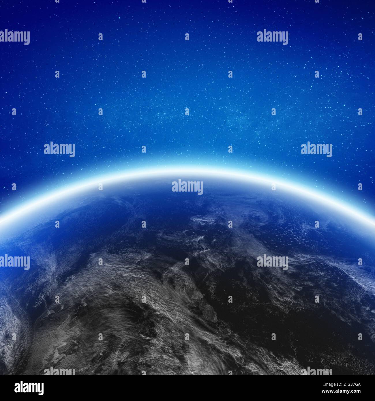Aero space planet Earth horizon. Elements of this image furnished by NASA. 3d rendering Stock ...