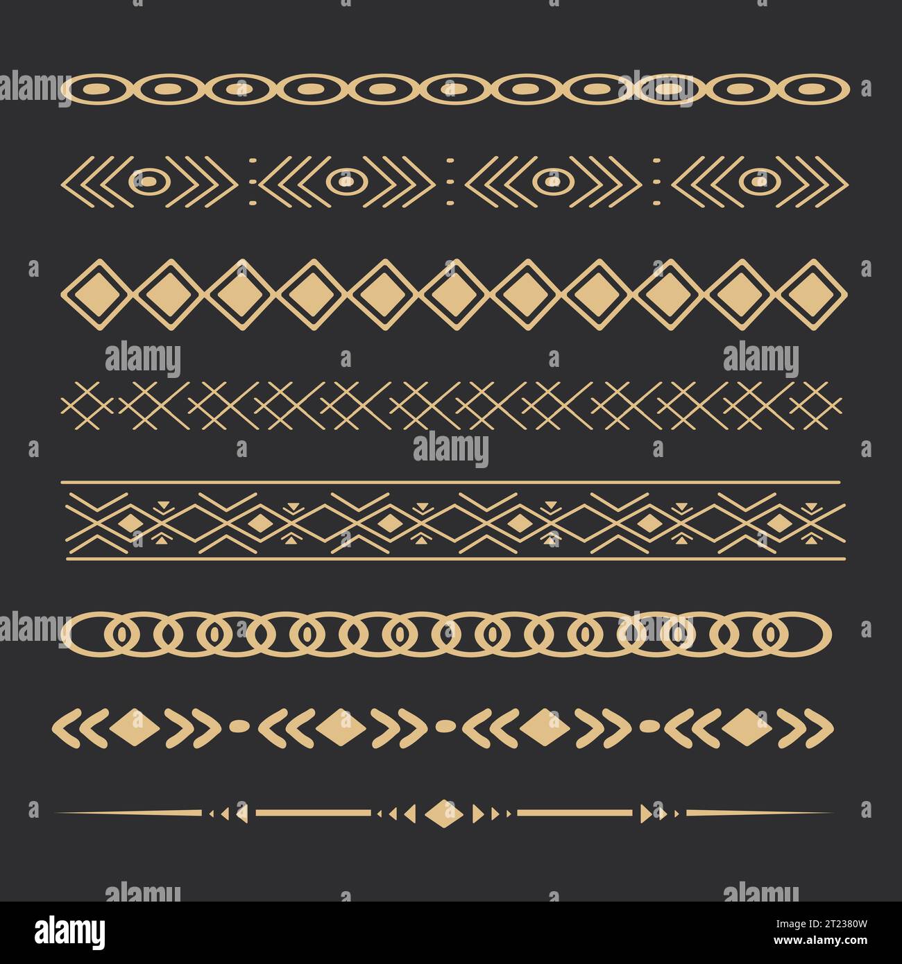 Set tribal golden ethnic arrow dividers, native indian bow boho in ...