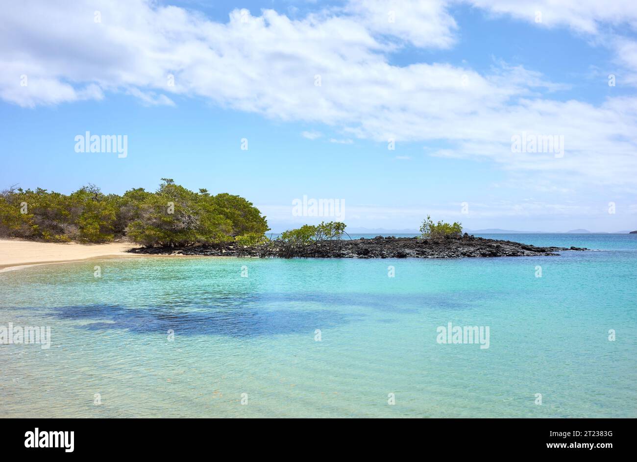 Empty beach on a beautiful uninhabited island, Galapagos Islands ...