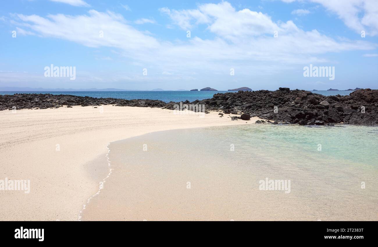 Empty beach on a beautiful uninhabited island, Galapagos Islands ...