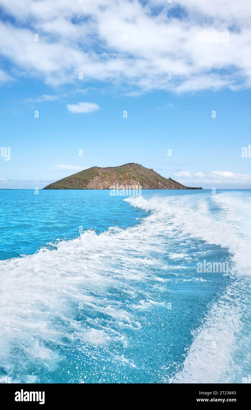 Seascape with a lonely island, Galapagos Islands, Ecuador Stock Photo ...
