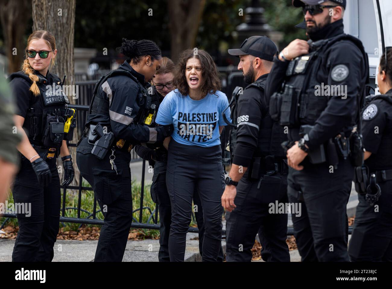 Protestors against IsraelÕs planned incursion into Gaza are handcuffed ...