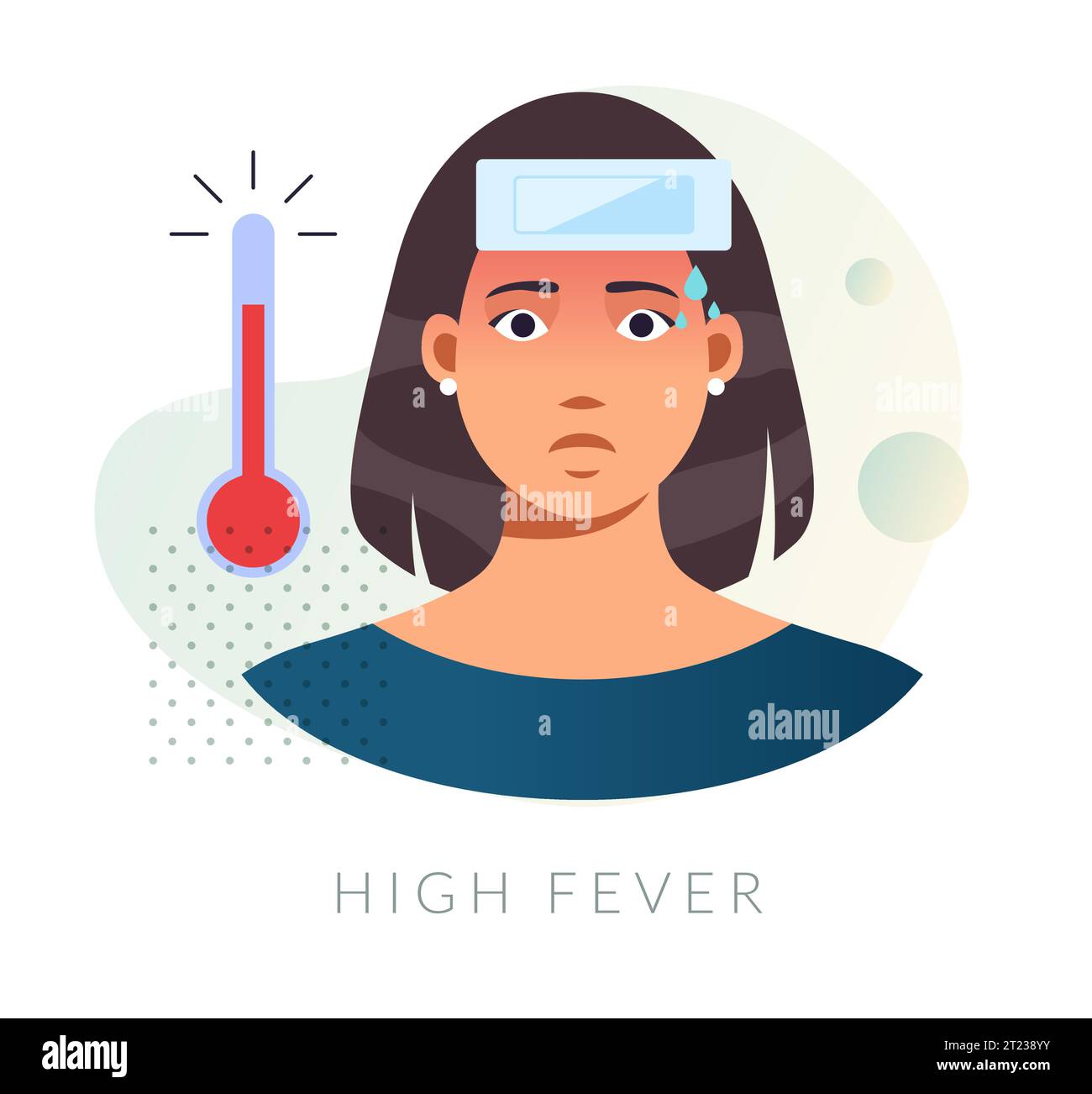 High Temperature Fever with Wet Cloth on Forehead - Icon as EPS 10 File ...