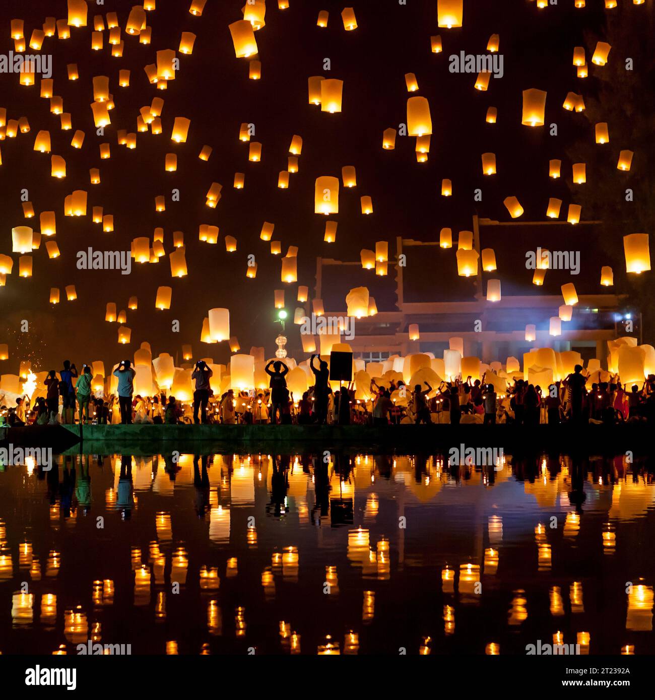 People release sky lanterns to pay homage to the triple gem: Buddha ...