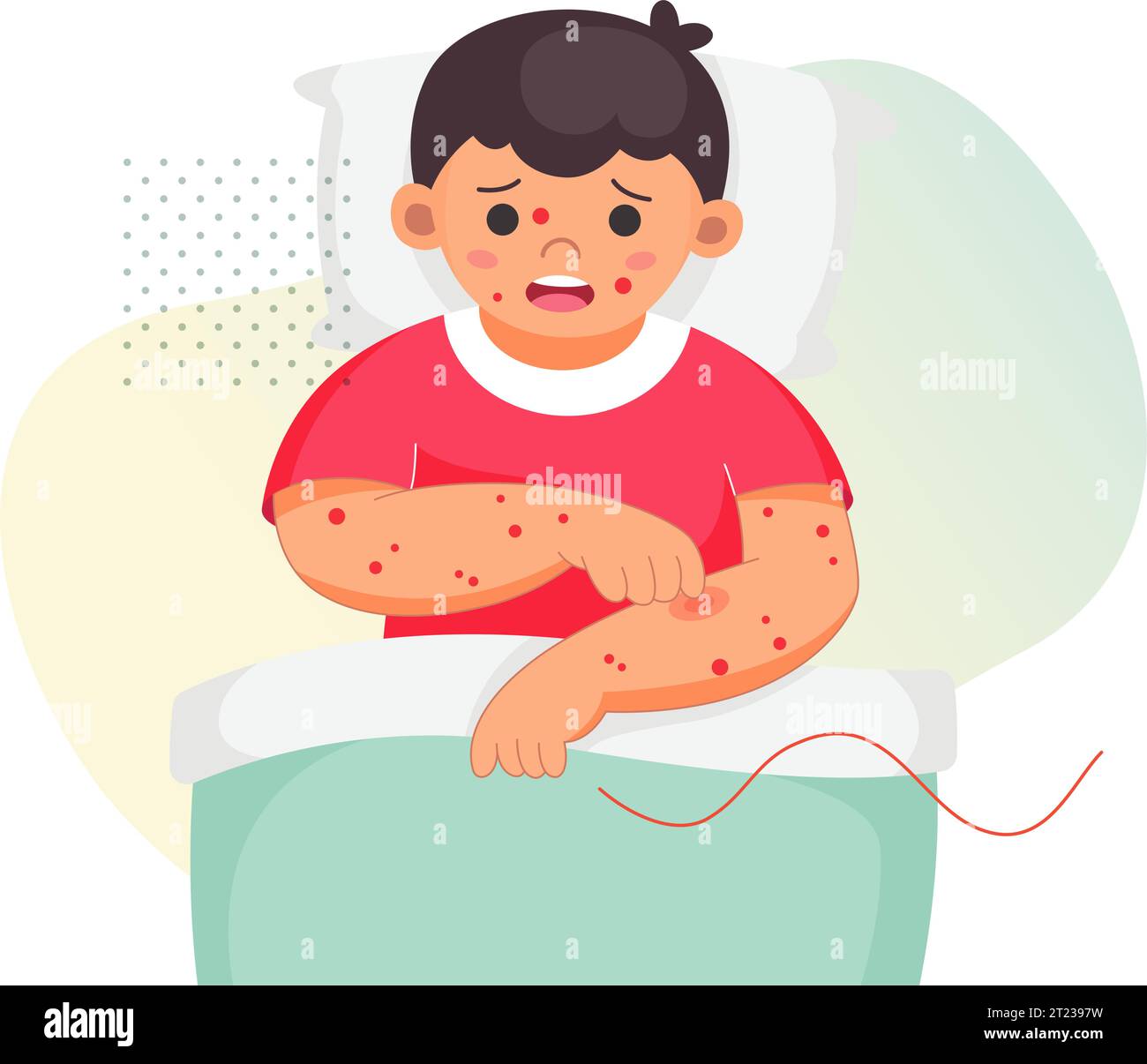 Child in Bed with Chickenpox - Stock Illustration as EPS 10 File Stock ...