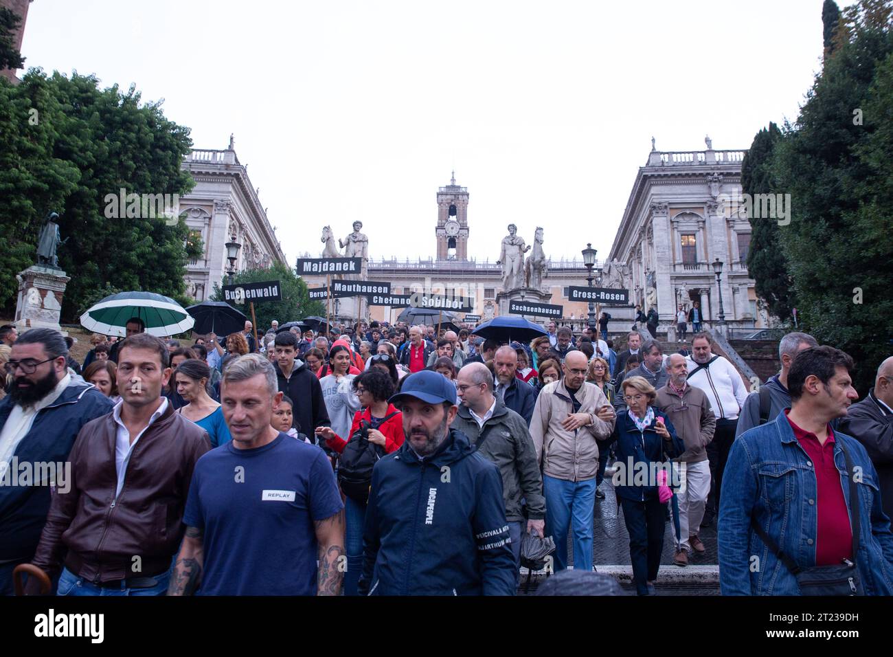 Rome, Italy. 16th Oct, 2023. Silent march to commemorate the Jews who ...