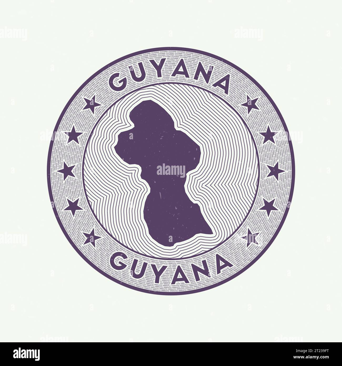 Guyana round badge vector. Country round stamp with shape of Guyana ...