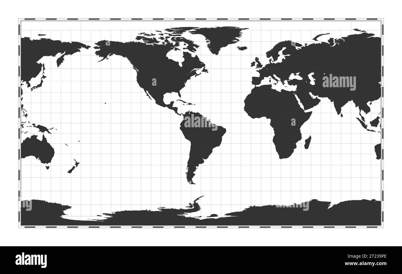 Vector world map. Patterson cylindrical projection. Plain world ...