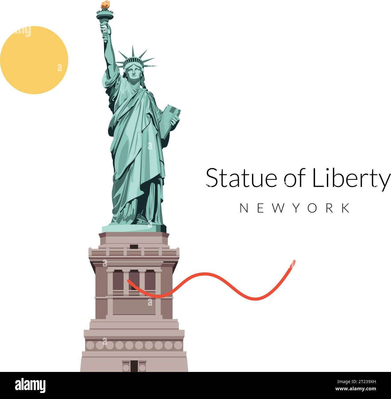 The statue of liberty and manhattan skyline Stock Vector Images - Alamy