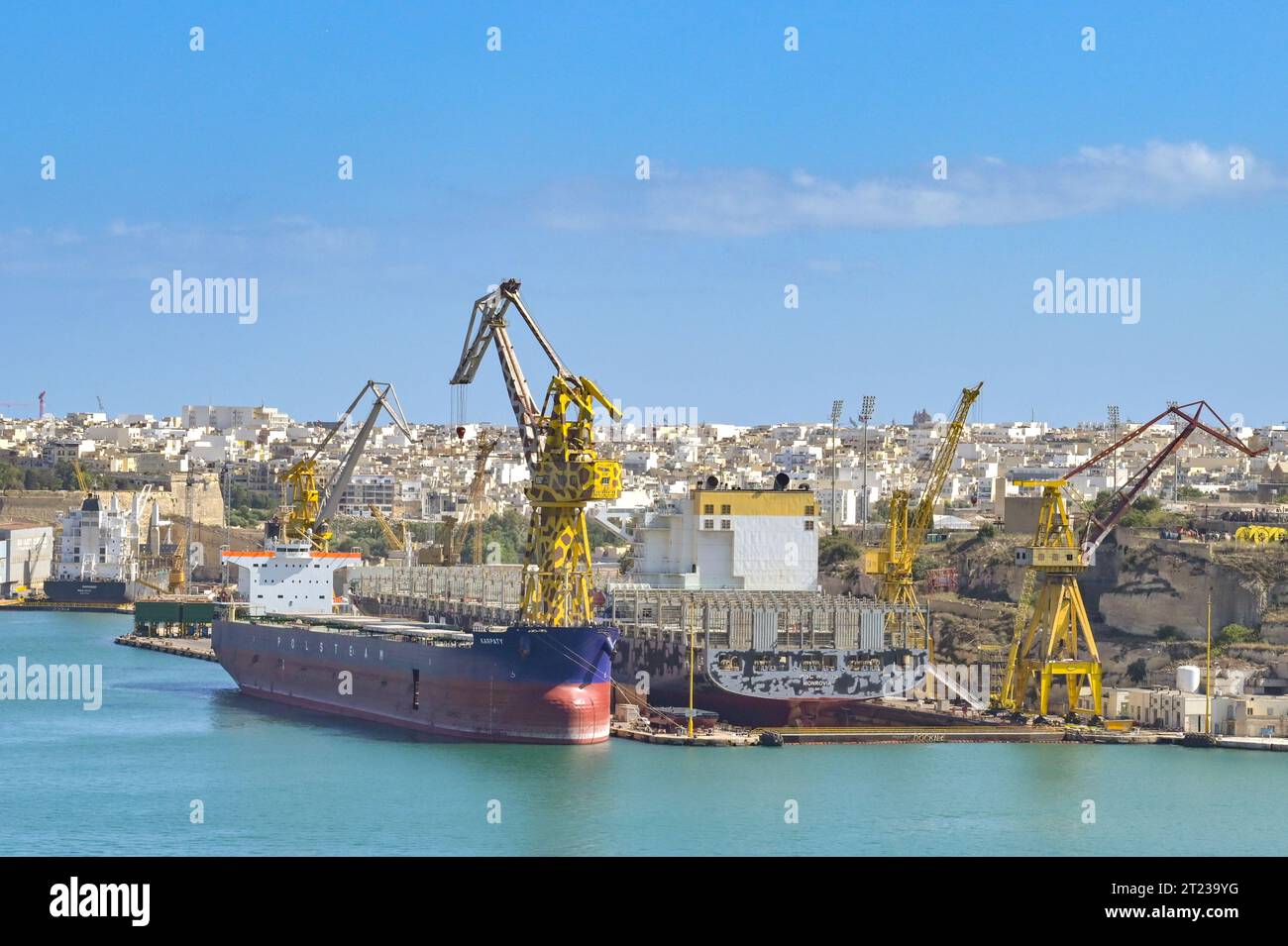Valletta, Malta - 6 August 2023: Large oil tanker in dry dock for ...
