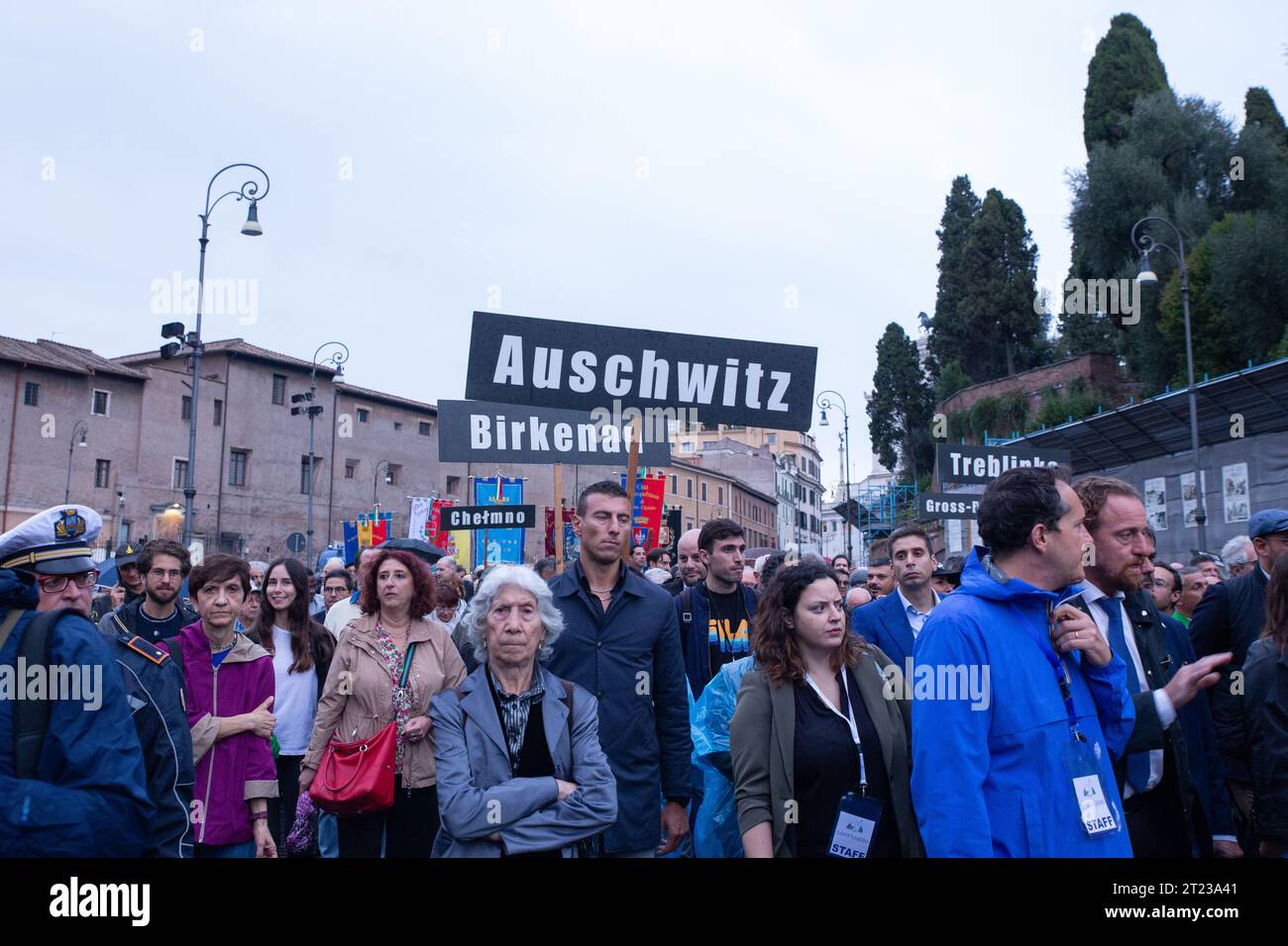 Rome, Italy. 16th Oct, 2023. Silent march to commemorate the Jews who ...