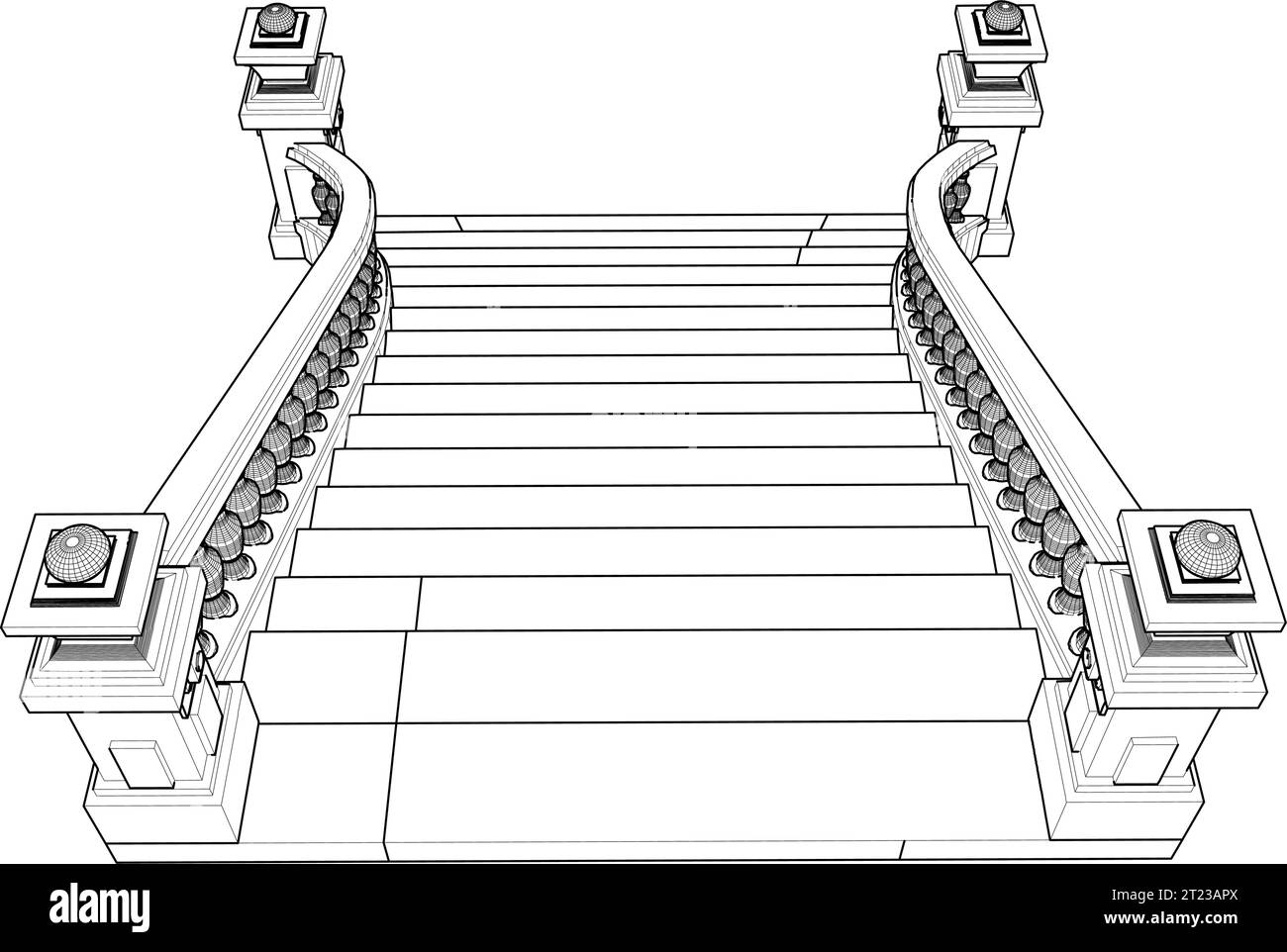 Classic Staircase Vector. Antique Stairs. Illustration Isolated On ...